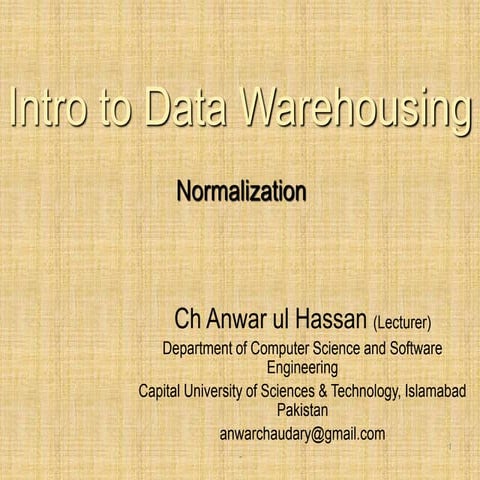 Intro To Data Warehousing Lecture 03 Ppt