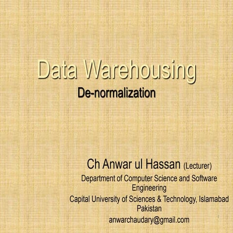 Intro To Data Warehousing Lecture 04 Ppt