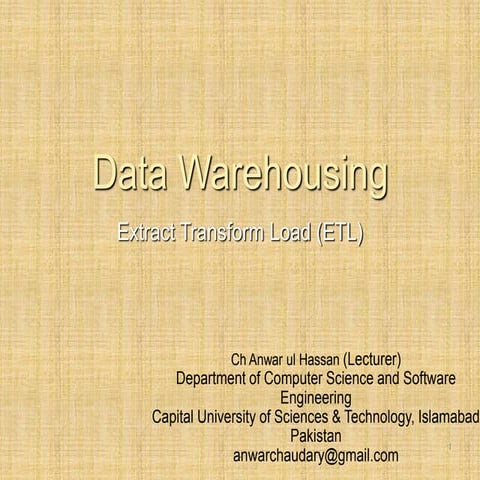Intro To Data Warehousing Lecture 09 Ppt