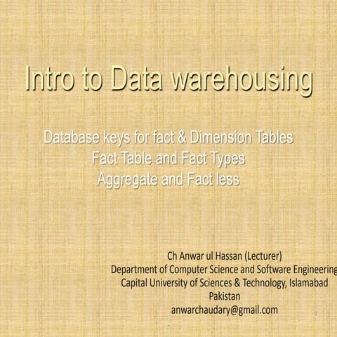 Intro To Data Warehousing Lecture 12 Ppt
