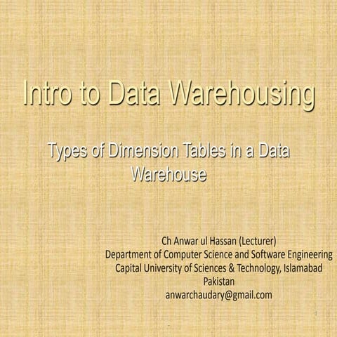 Intro To Data Warehousing Lecture 13 Ppt