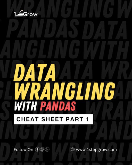 Data Wrangling With Pandas Cheat Sheet Part 1pdf