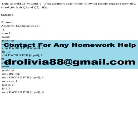 Data x word 23 y word -3 Write assembly code for the following p.pdf