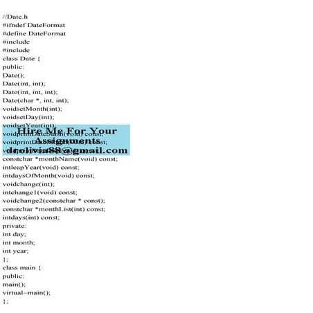 Date.h#ifndef DateFormat#define DateFormat#includetime.h.pdf | Programming Languages | Computing