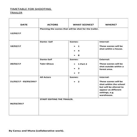 Media timetable | DOC
