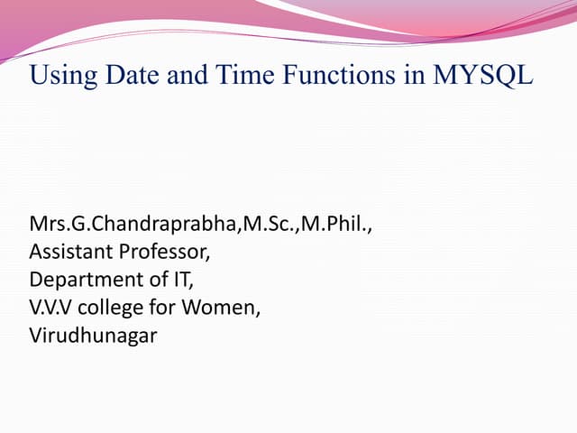 Date And Time Functions In Mysql Ppt 7529
