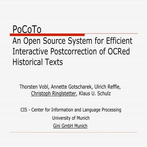 Datech2014 - Session 3 - PoCoTo - An Open Source System For Efficient ...