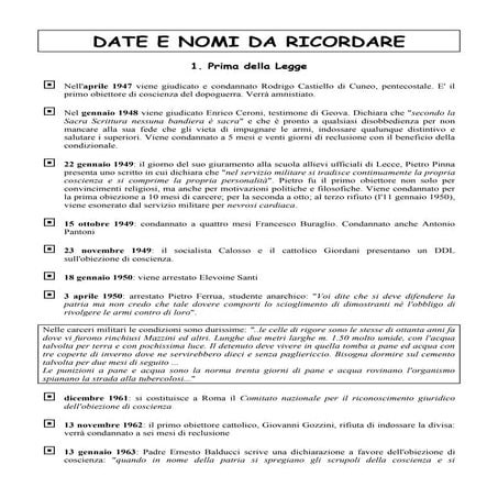 Date e nomi da ricordare obiezione | PDF