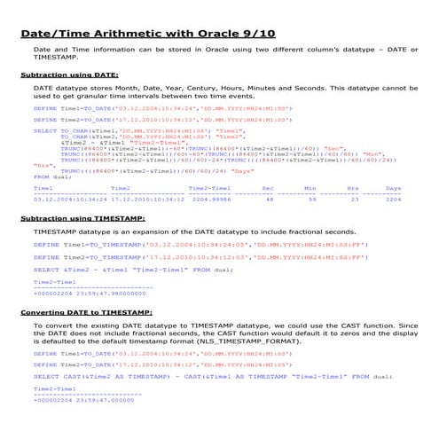 Oracle Date Functions Pdf