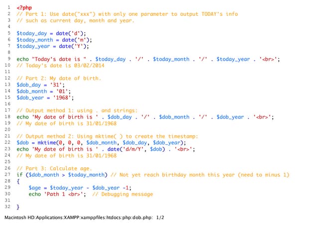 Php Built In Functions Date And Mktime To Calculate Age From Date