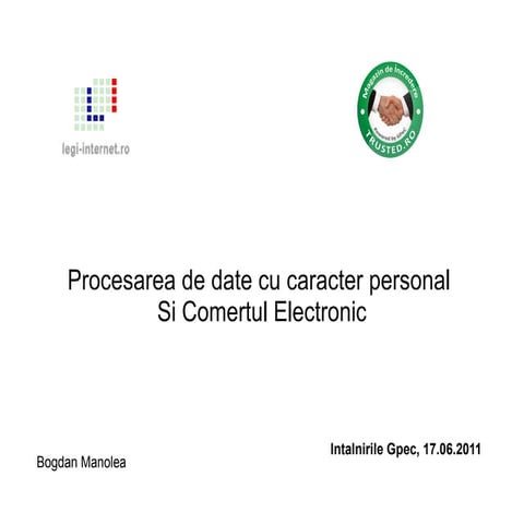Date personale in comertul electronic | ODP