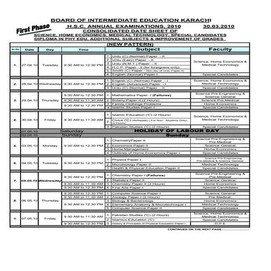 Bise Gujranwala Board bisegrw Inter date sheet 2017 | PDF