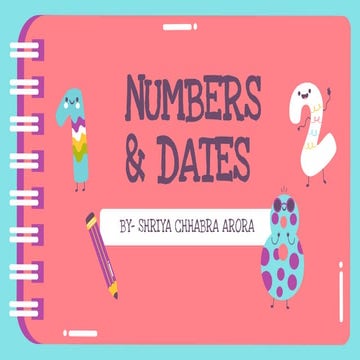 Dates & Numbers- Learn Cardinal Ordinal Numbers/Days of the Week/Months ...