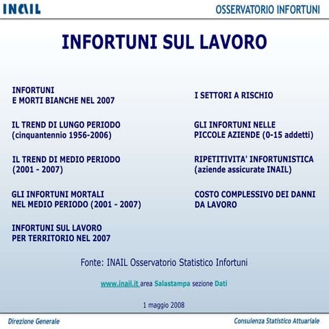 Dati Inail Infortuni Lavoro | PPT