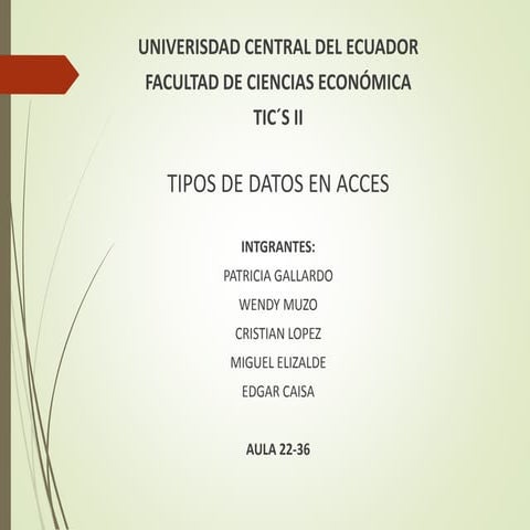tipos de datos de access | PPTX