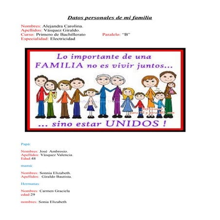 Datos personales de mi familia | ODT