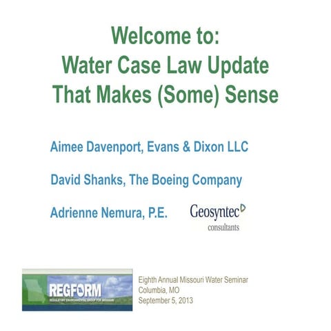 Water Case Law Update That Makes (Some) Sense by Aimee Davenport, Evans ...
