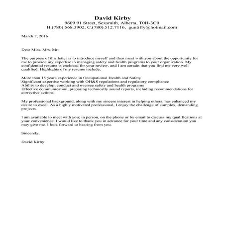 Dave's cover letter | DOC