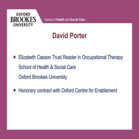 Routes into Research: Dr David Porter | PPT