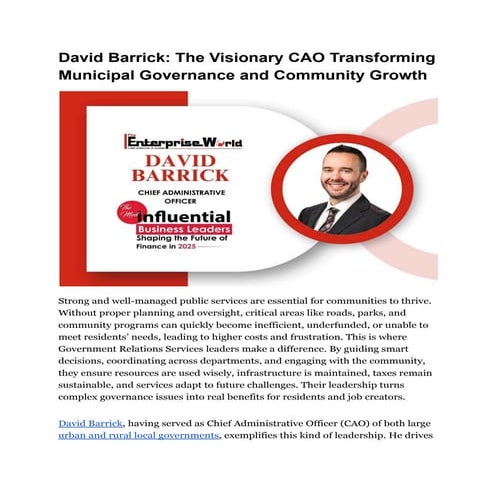 David Barrick_ The Visionary CAO Transforming Municipal Governance and ...