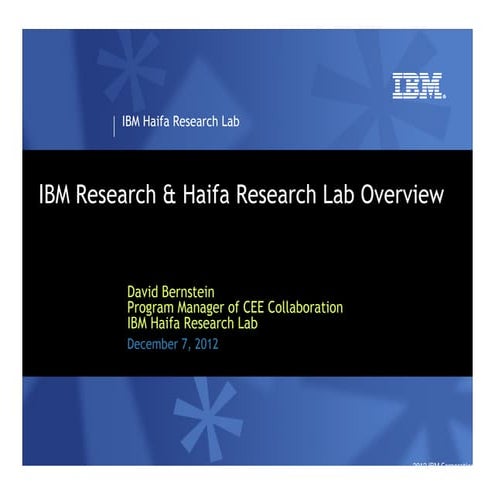 IBM Research and BM Haifa Research Lab Overview | PPT