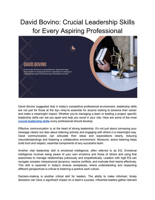 David Bovino presentations