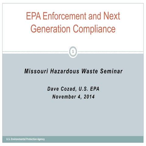 Cozad, David, U.S. EPA Region 7, EPA Enforcement and Next Generation ...