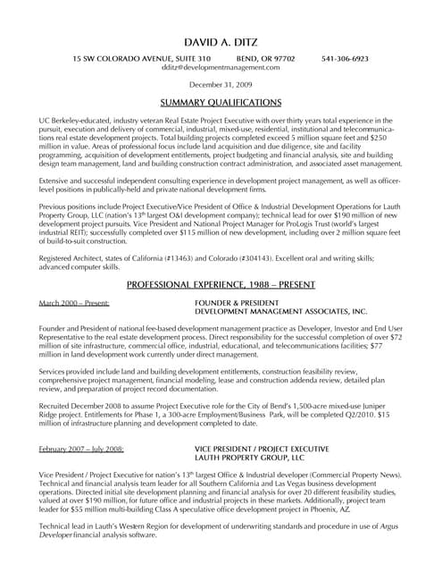 David Ditz Project List 123109 | PDF