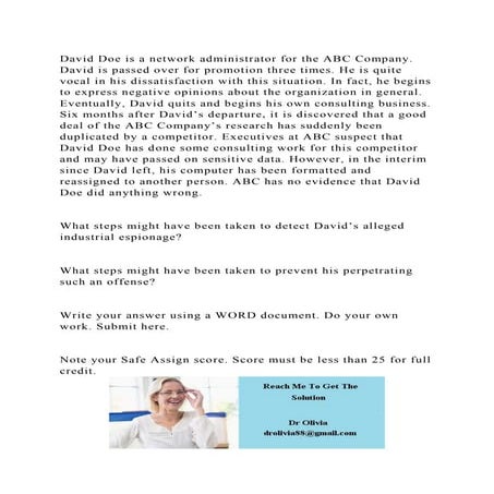 David Doe is a network administrator for the ABC Company. David is p.docx
