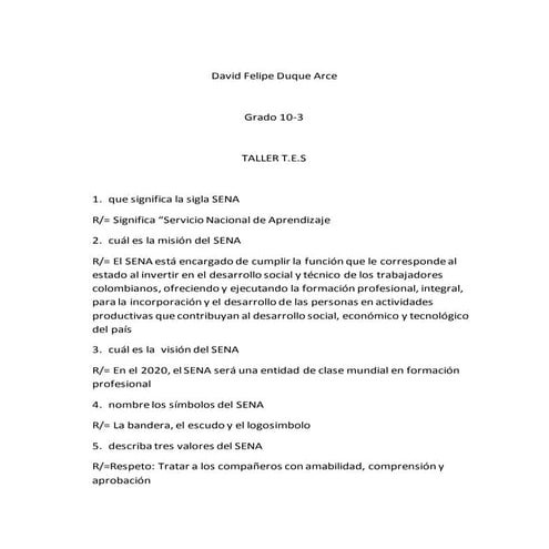 David duque lo que significa el sena | DOCX