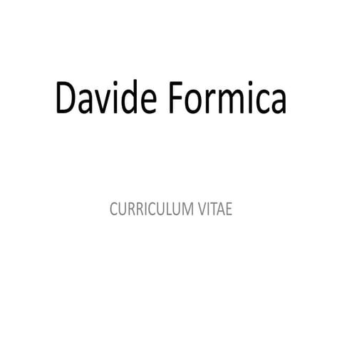 Davide formica external1 | PPTX | Sales | Business