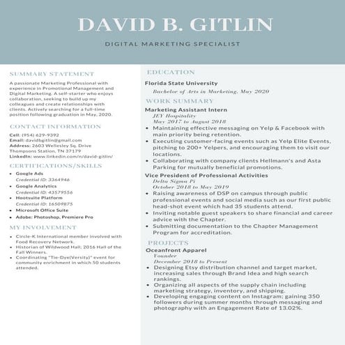 David Gitlin Resume 2020 | PDF