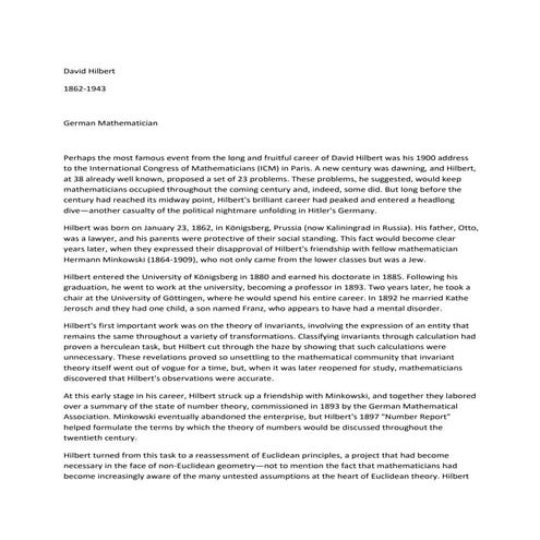 David Hilbert | PPTX