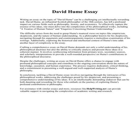 David Hume Essay. Ogeechee Technical College | PDF