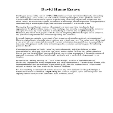 David Hume Essays. Lamar Community College | PDF