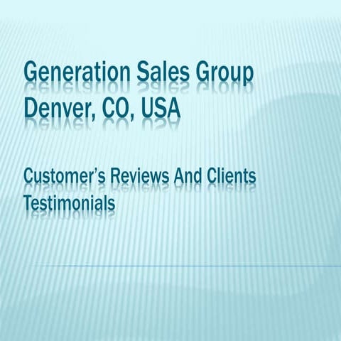 David Juris - Generation Sales Group Reviews | PPTX