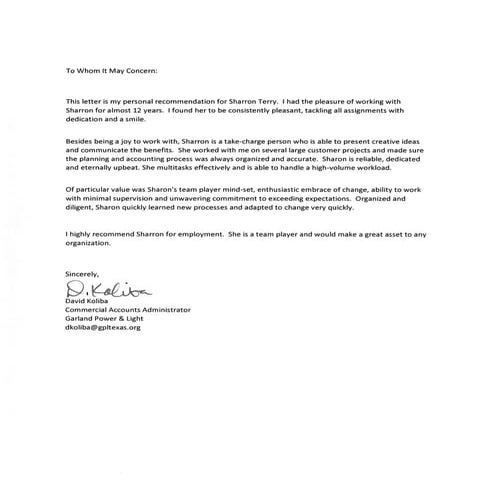 David koliba reference letter | PDF