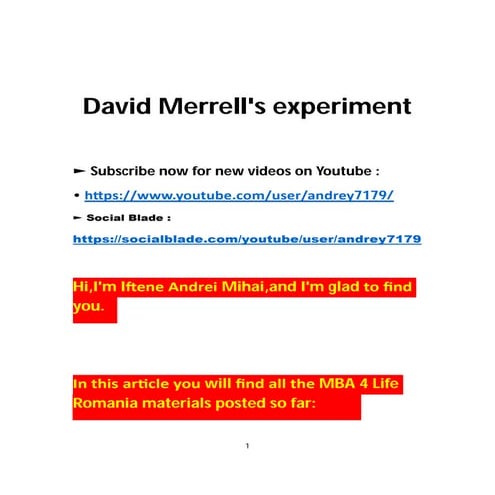 David merrell's experiment | PDF