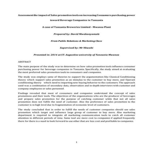 Assessment the impact of Sales promotion tools on increasing Consumers ...