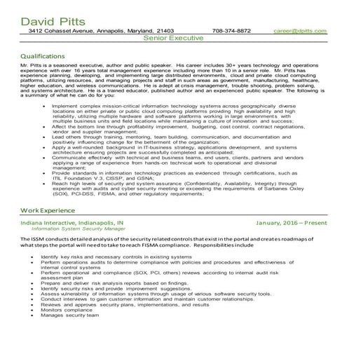 David pitts executive resume-2016 | DOCX