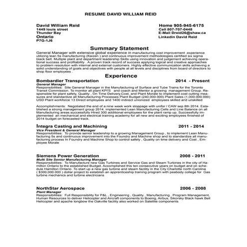 David reid revised resume word 1 copy | PDF