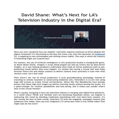 David Shane_ What’s Next for LA’s Television Industry in the Digital ...