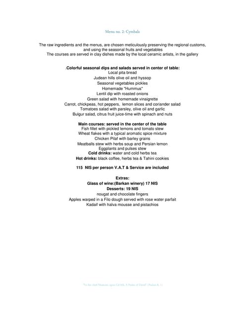 David's harp harp menu | DOC | Food & Drink