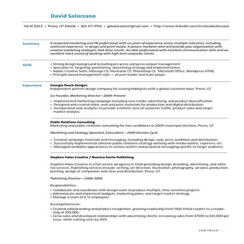David Solorzano Resume Linked In | PDF