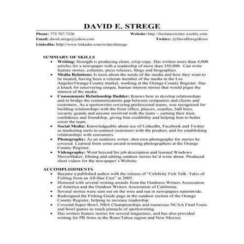 David Strege's Resume | RTF