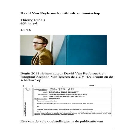 David Van Reybrouck ontbindt vennootschap | DOC