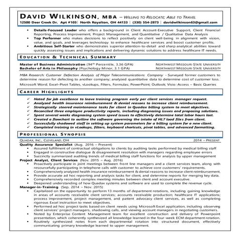 David Wilkinson, MBA Resume | DOCX