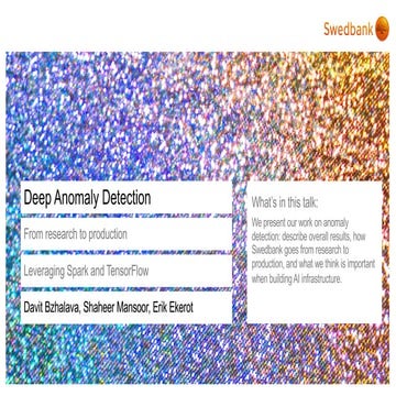 Deep Anomaly Detection From Research To Production Leveraging Spark And Tensorflow Ppt
