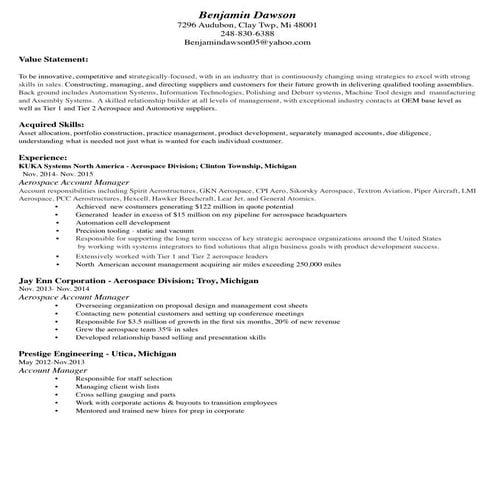 Benjamin Dawson Resume and overview | PDF