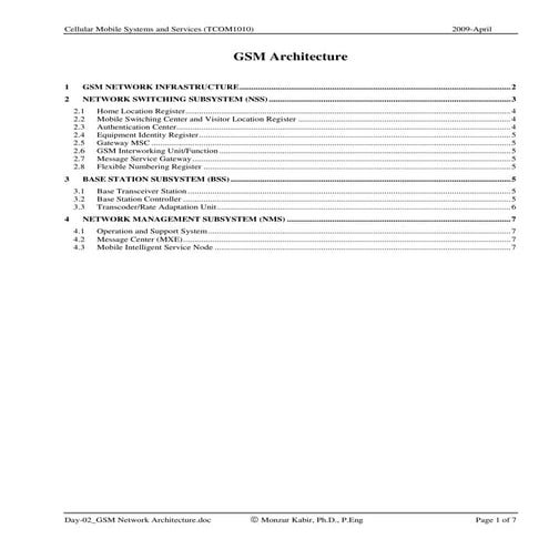 Day 02 Gsm Network Architecture Pdf